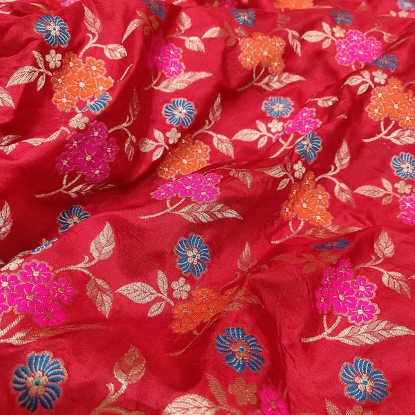 Red Color Pure Katan Silk Handwoven Banarasi Saree – Banarasi Shagun