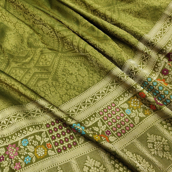 Mehandi Green Color Pure Katan Silk Handwoven Banarasi Saree – Banarasi ...
